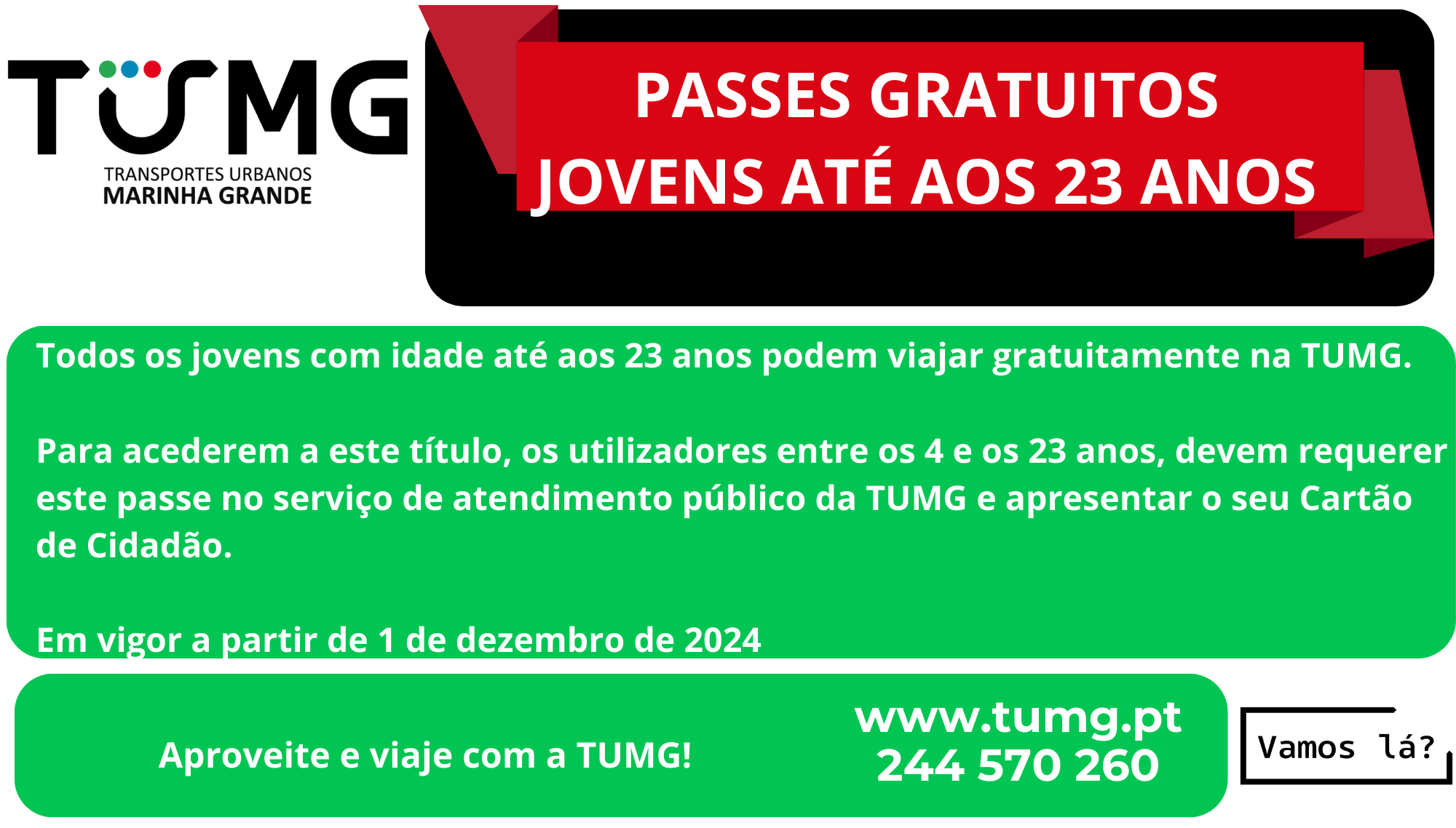 Passes Gratuitos Jovens até aos 23 anos - TUMG